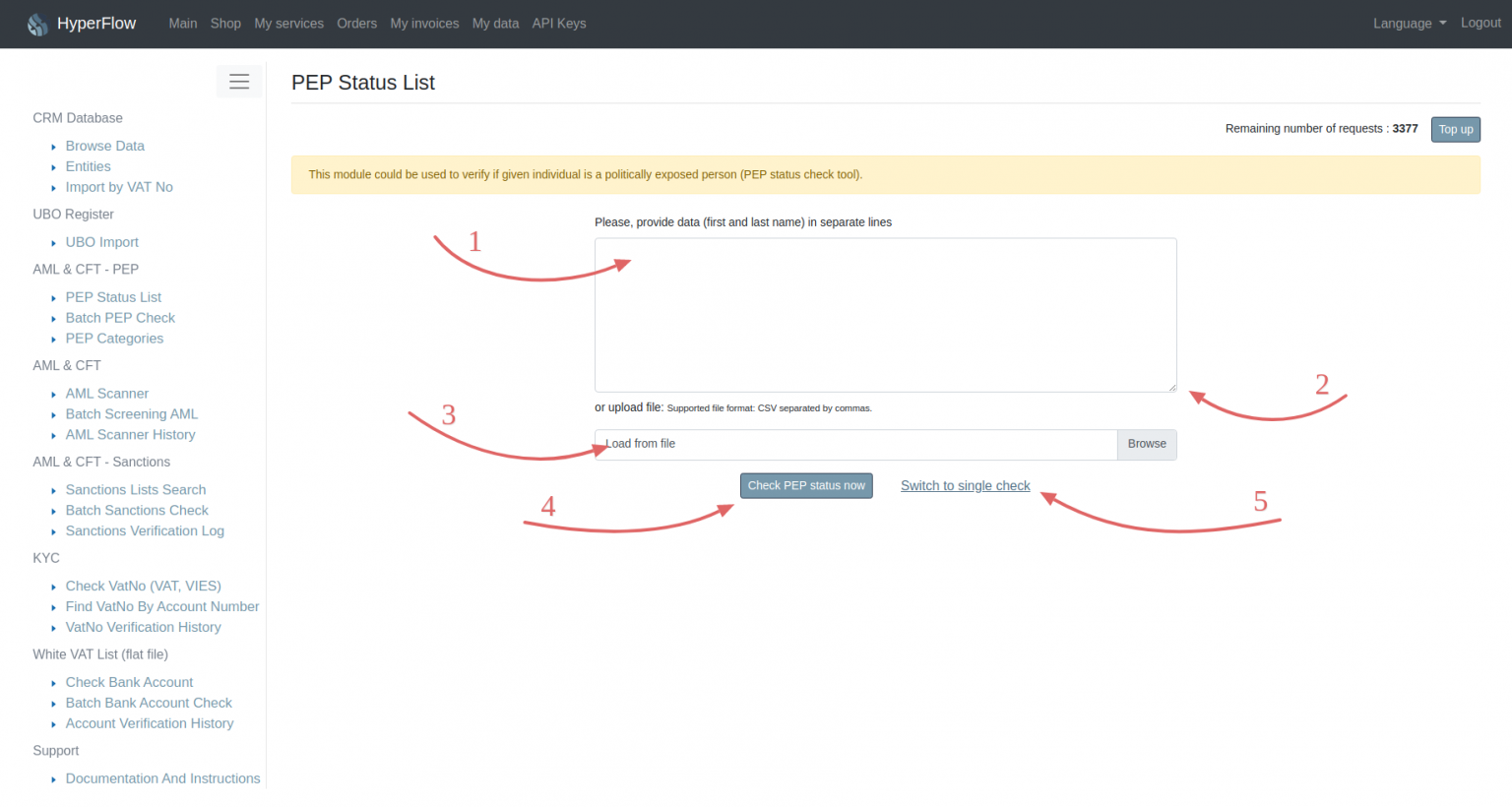 PEP Status List – User Manual – Hyperflow Platform