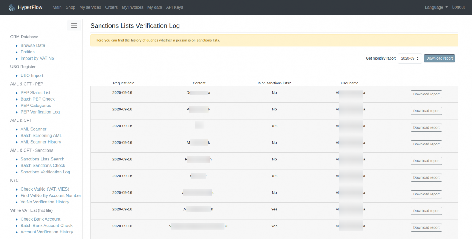 Sanctions Screening – Hyperflow Platform