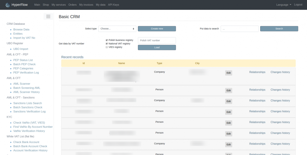 Basic CRM – Hyperflow Platform